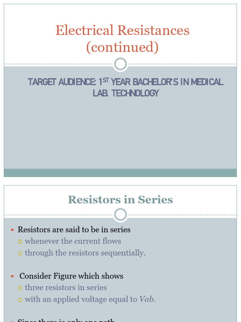 L3 Electrical Resistances | PDF | Series And Parallel Circuits | Resistor