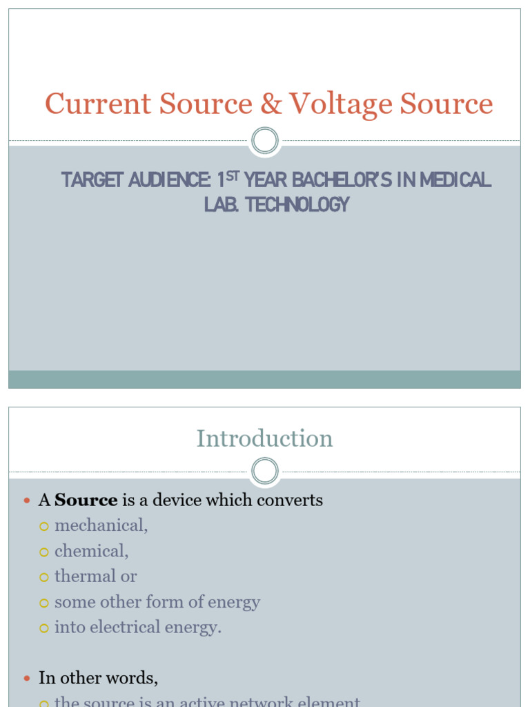 L1 Current Source & Voltage Source | PDF | Voltage | Electronic Circuits