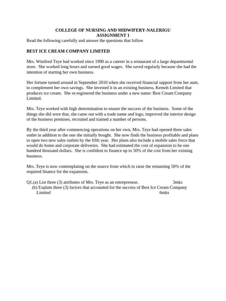 ENTREPRENEURSHIP ASSIGNMENT | PDF