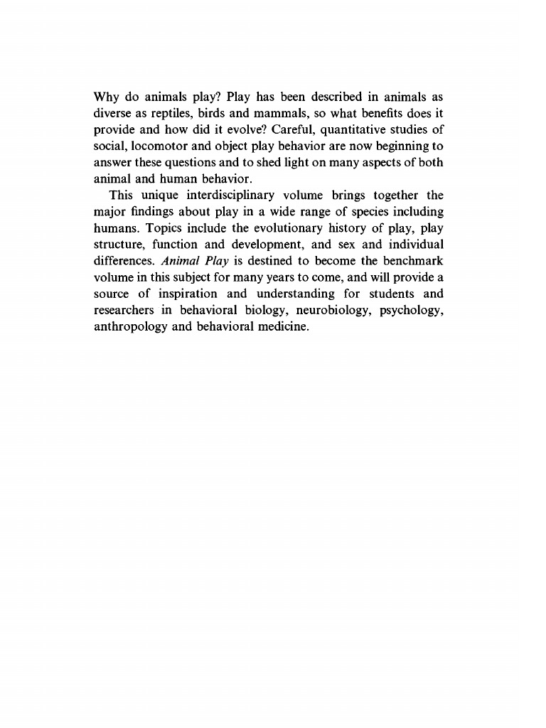 Animal Evolutionary, Comparative, and Ecological Perspectives (CUP 1998 ...