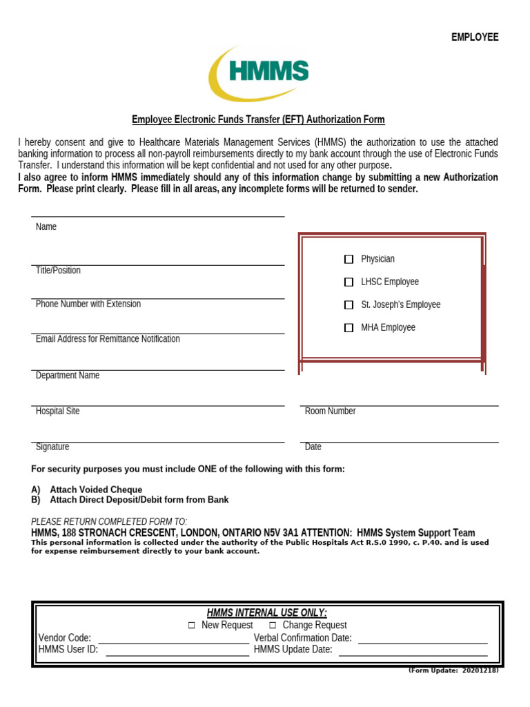 Employee EFT Form | PDF