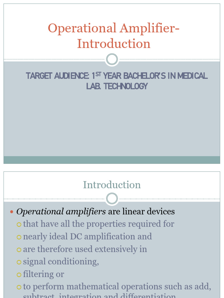 L28 Operational Amplifier Introduction | PDF | Operational Amplifier | Amplifier