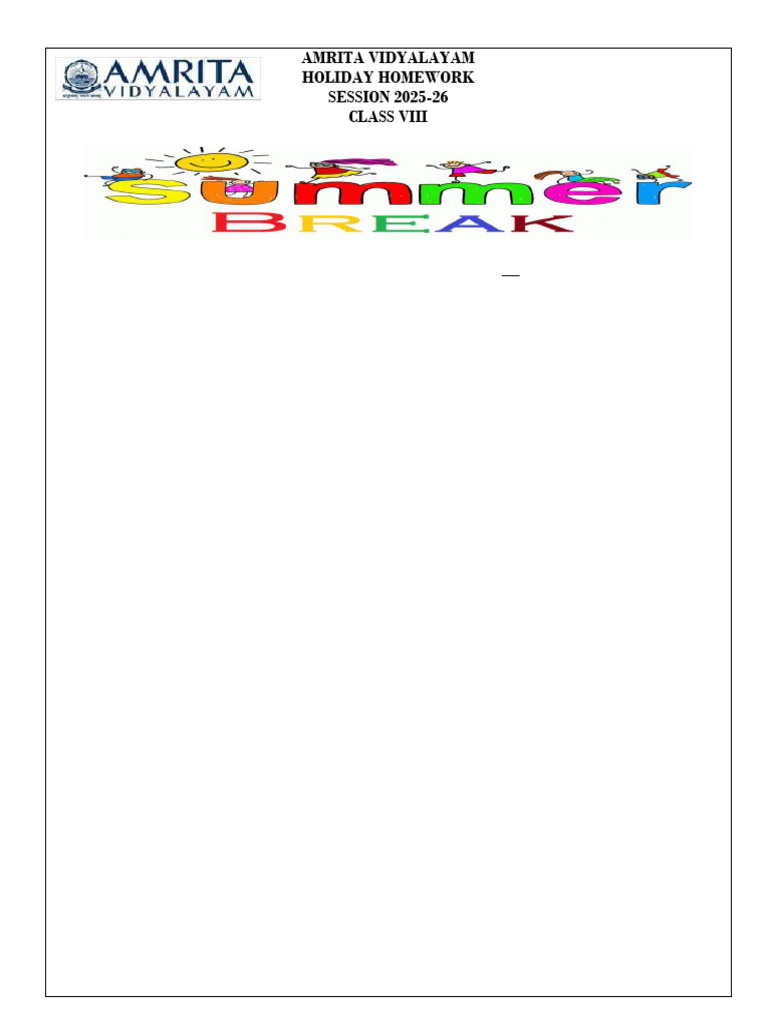 Grade 8 Holiday Homework Guide | PDF | Temperature | Water