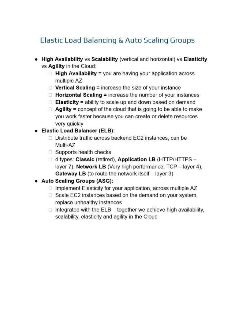 Elastic Load Balancing and Auto Scalling Groups.docx | PDF