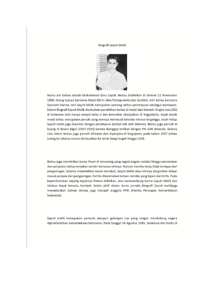 Biografi Sayuti Melik | PDF
