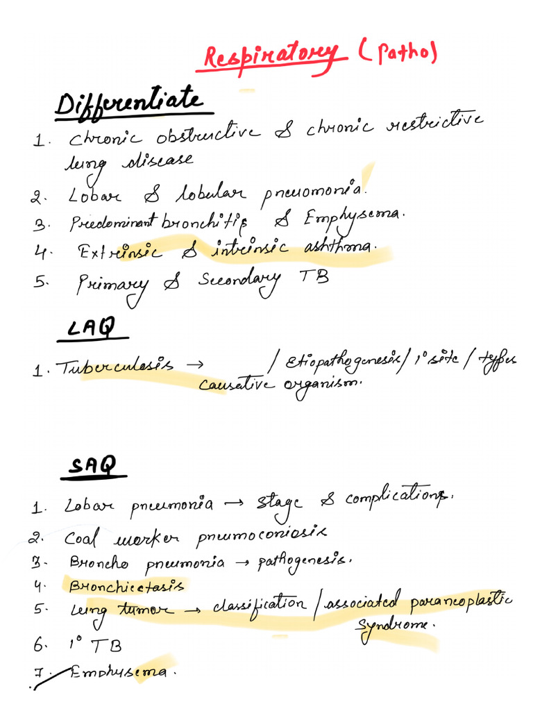 Respiratory (Patho) | PDF