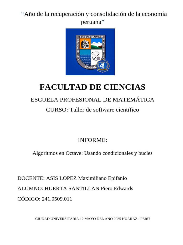 Algoritmos en Octave usando condicionales y bucles | PDF | Algoritmos | Ciencias de la Computación