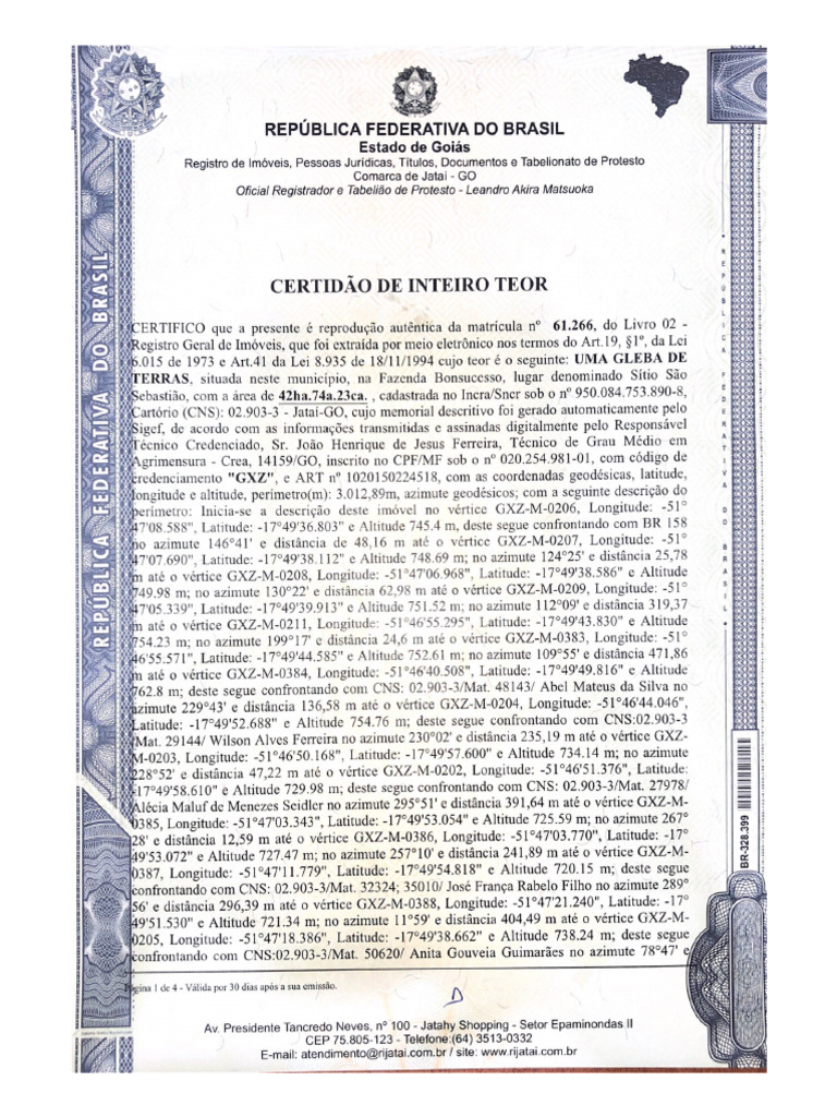 Certidão de Inteiro Teor | PDF