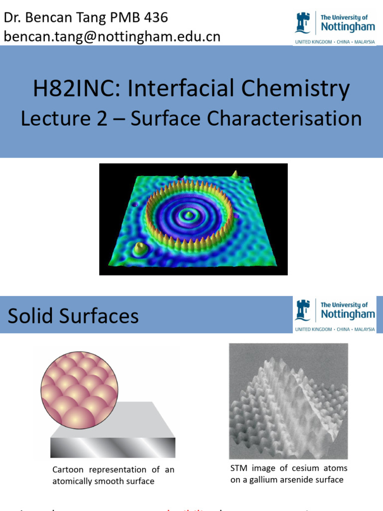 Lecture 2A â Surface Characterisation - Slides | PDF | Crystal Structure | Physical Sciences