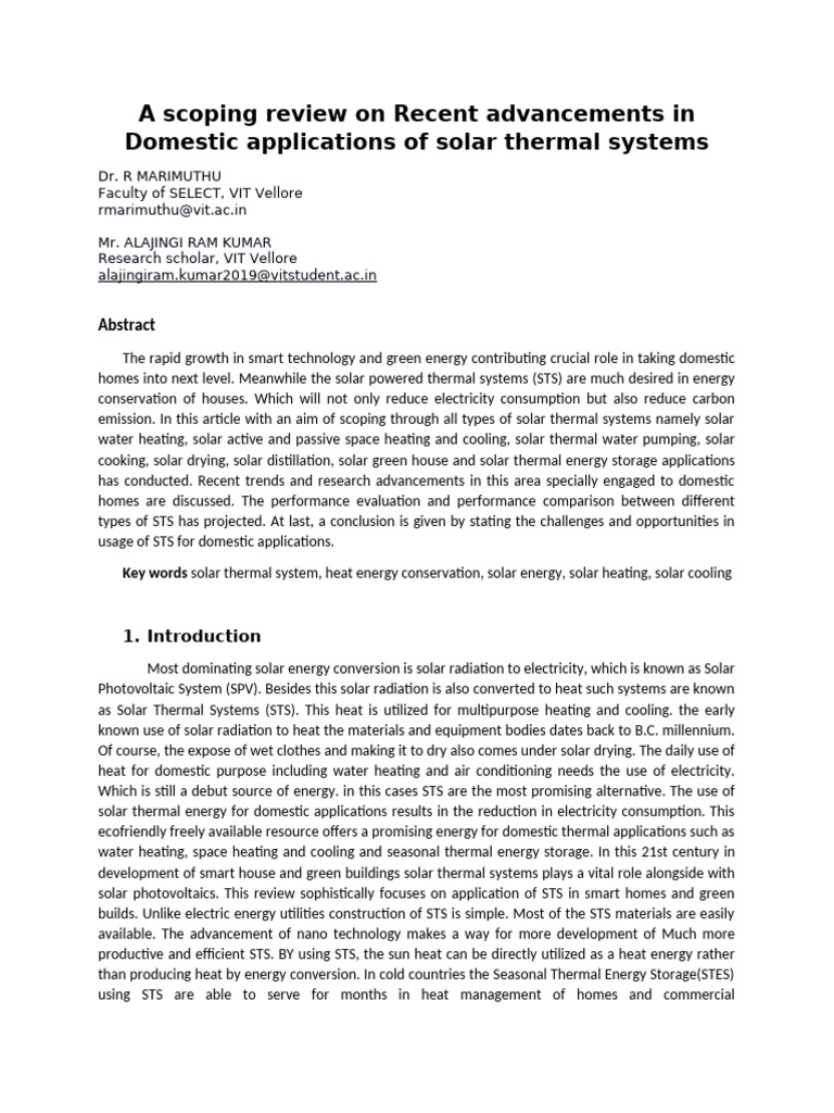 Advancements in Solar Thermal Systems | PDF | Solar Energy | Greenhouse