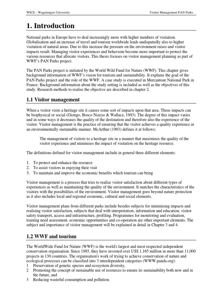 Visitor Management Pan Parks Wice Gen University | PDF | Sustainability ...