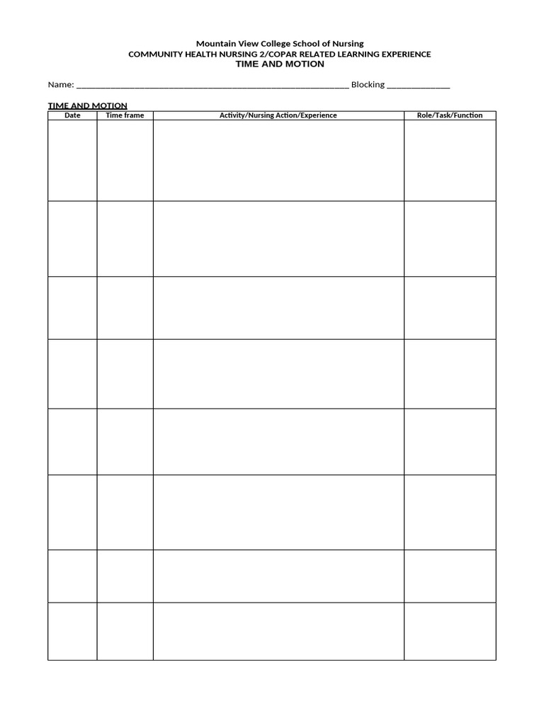 Time Motion Format | PDF