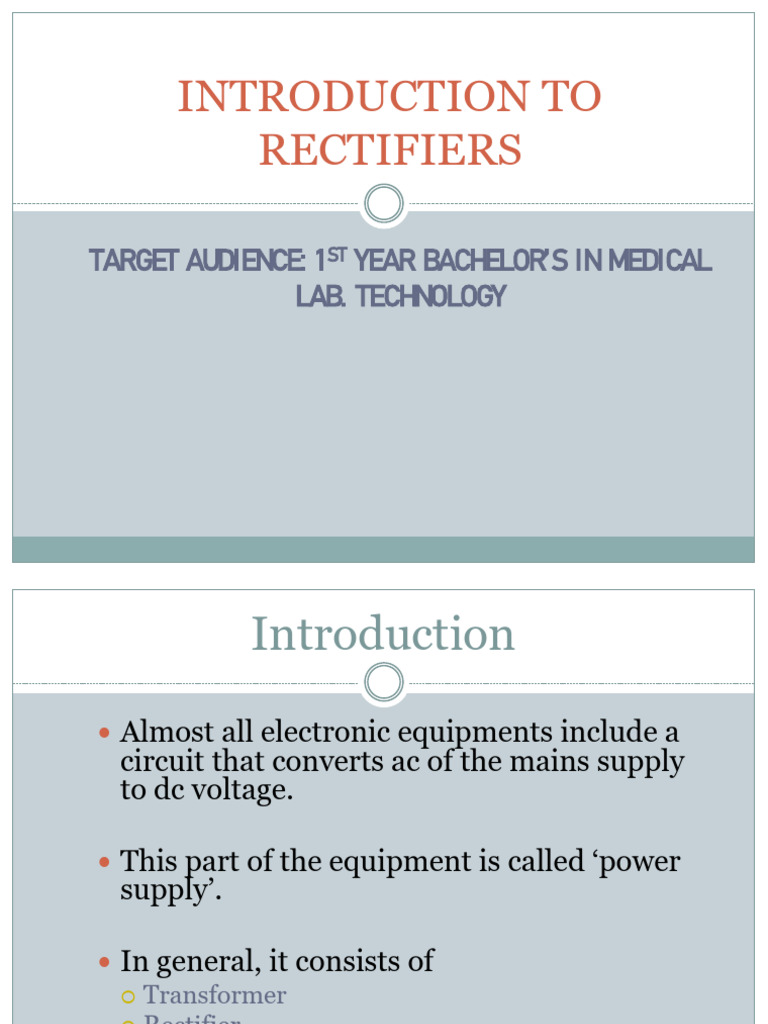 Introduction to Rectifiers in Power Supply | PDF | Rectifier | Diode