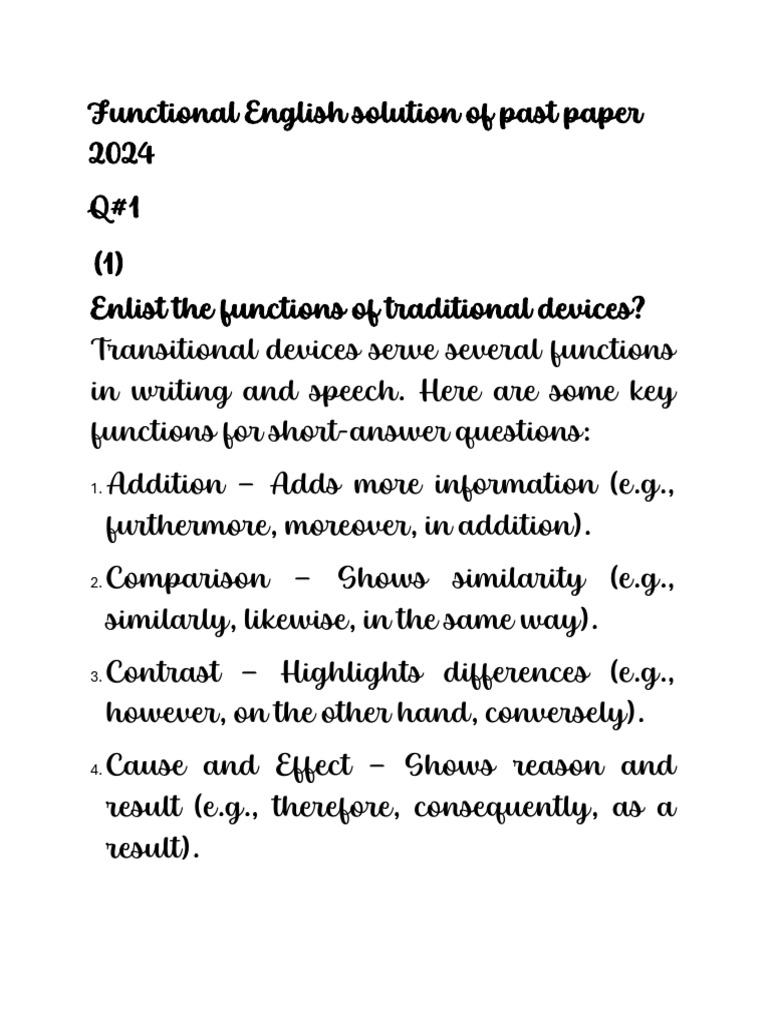 Functional English Past Paper Solutions | PDF | Argument | Logic