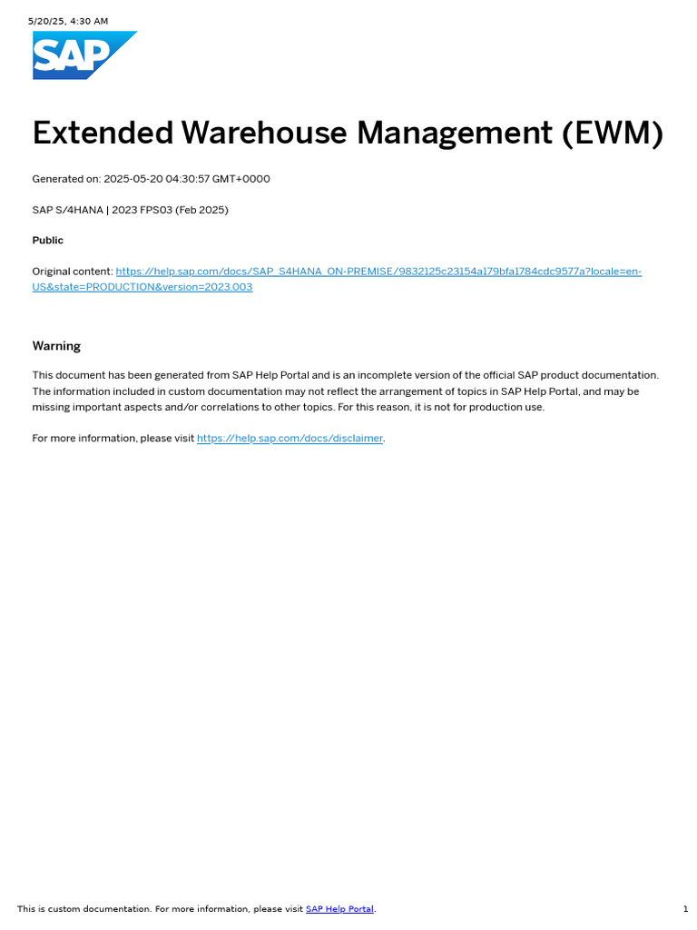 Physical Inventory in SAP EWM | PDF | Inventory | Warehouse
