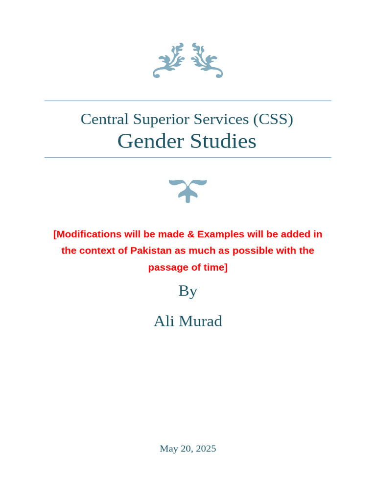 Gender Studies Notes | PDF | Women's Studies | Gender Studies