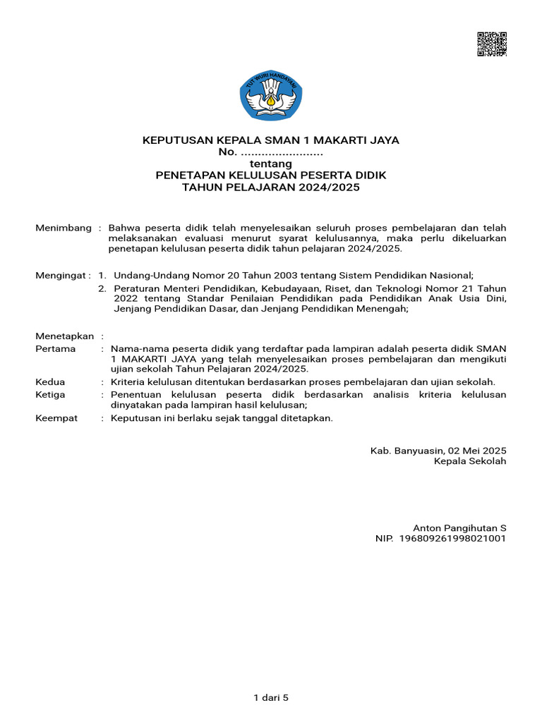 SK Kelulusan 2025 | PDF