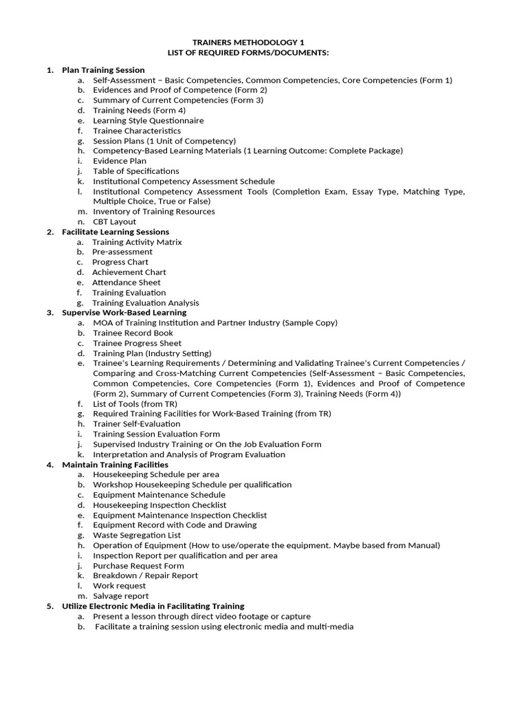 TM1-List-of-Required-forms - Documents Final | PDF | Evaluation