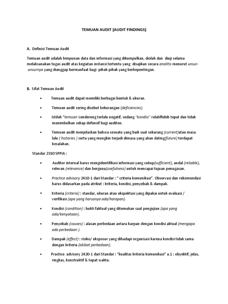 Definisi dan Sifat Temuan Audit | PDF