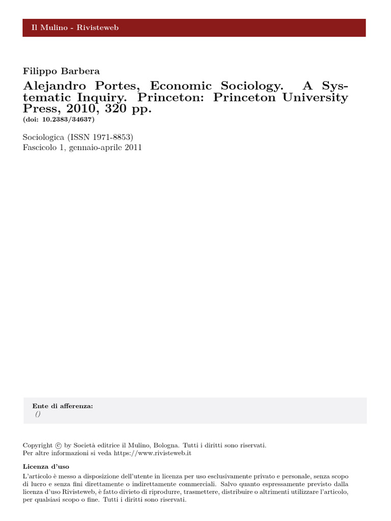 Alejandro Portes Economic Sociology A Sy | PDF | Sociology | Max Weber