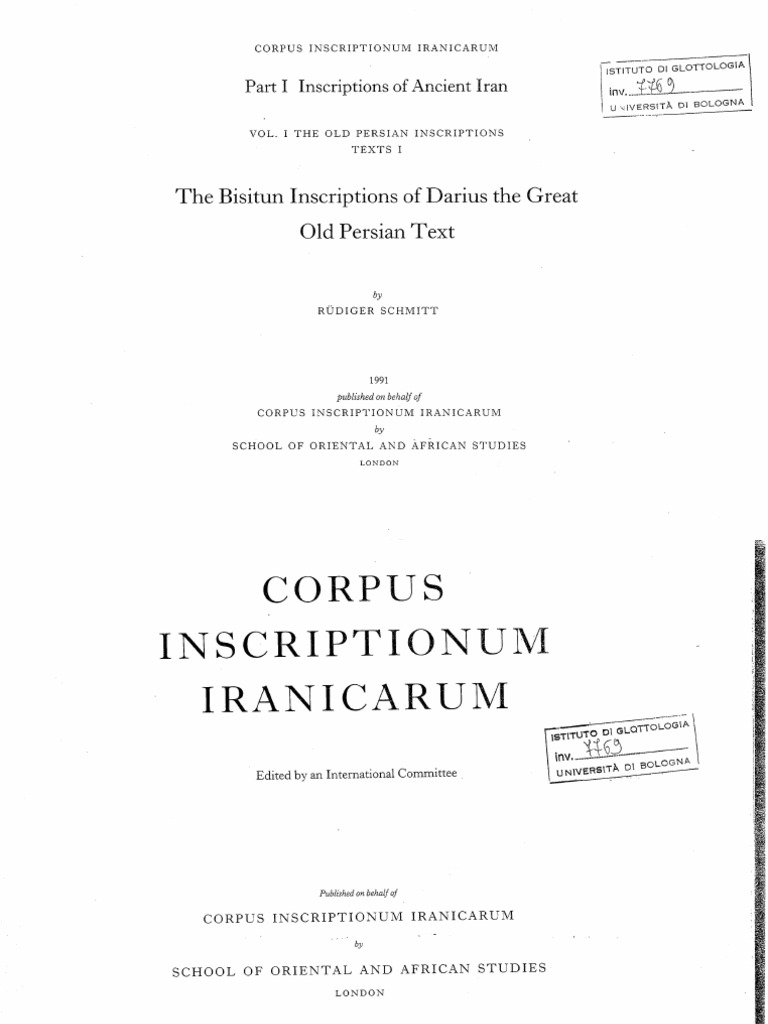 Schmitt.R.the Bistun Inscription of Darius The Great, Old Persian Text ...