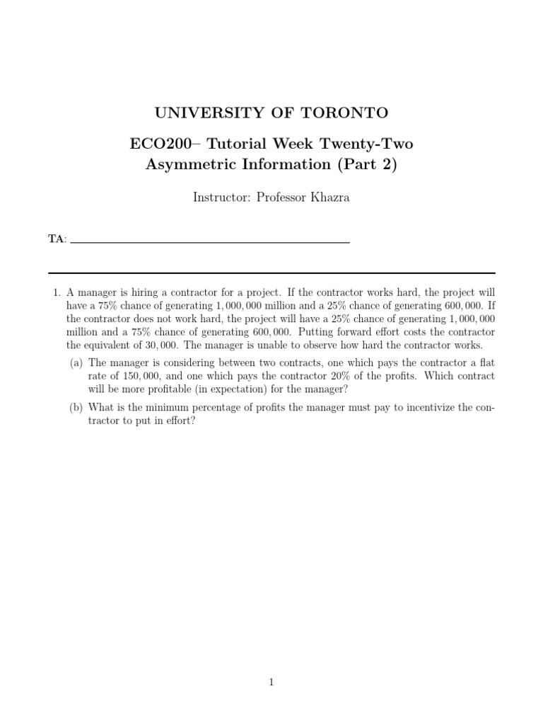 ECO200: Asymmetric Information Analysis | PDF