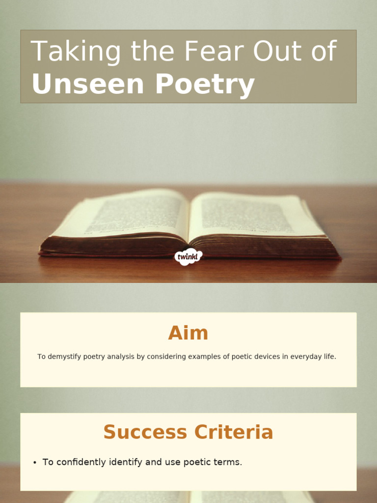 Taking The Fear Out of Unseen Poetry - L1 - Powerpoint Quiz | PDF ...