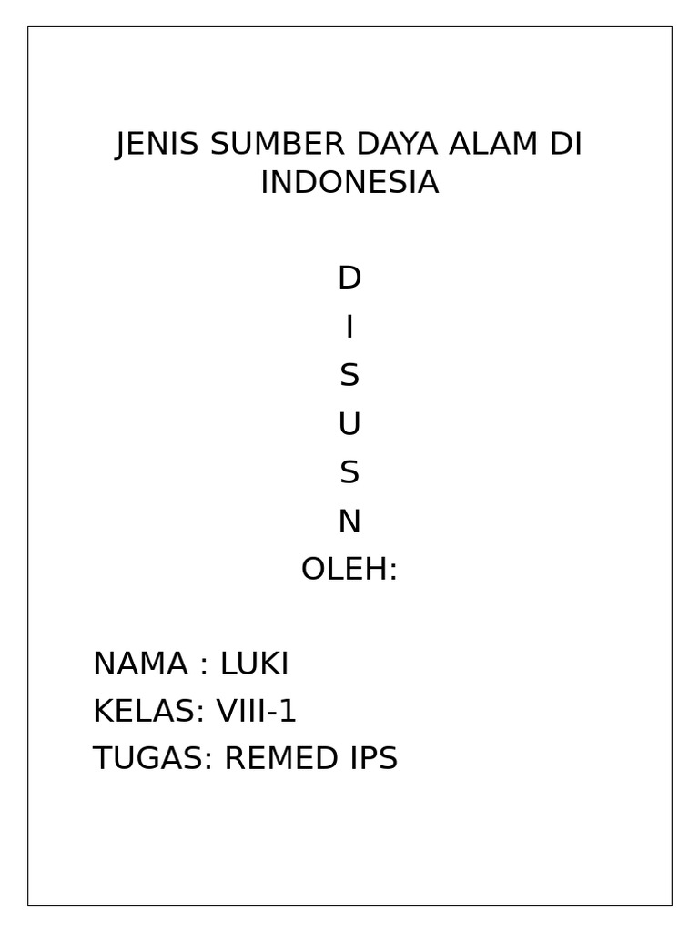 Jenis Sumber Daya Alam Indonesia | PDF