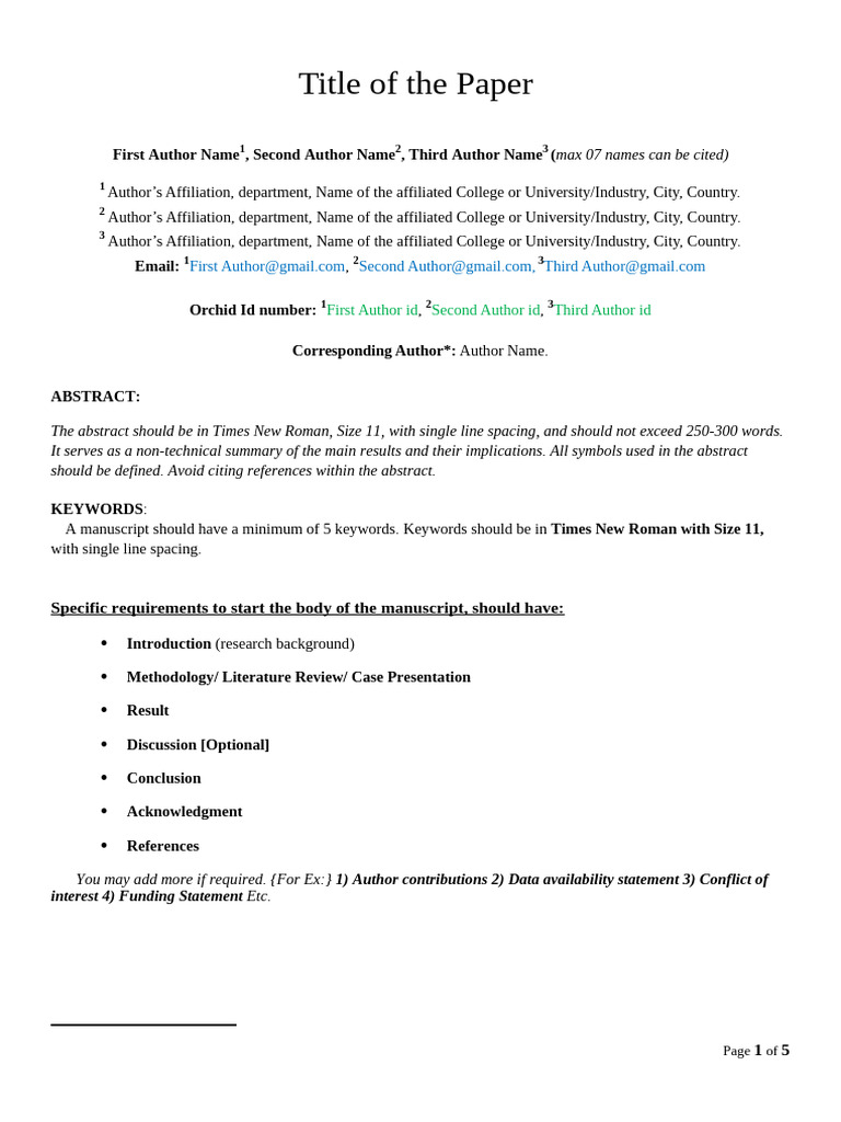 Sample Manuscript Template UPDATED 03.07.2024 | PDF | Data | Paragraph