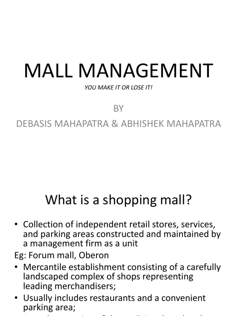Effective Shopping Mall Management | PDF | Shopping Mall | Lease