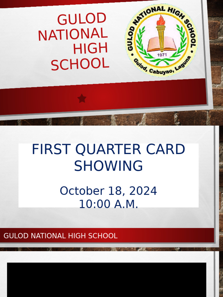 GNHS First Quarter Card Showing Agenda | PDF