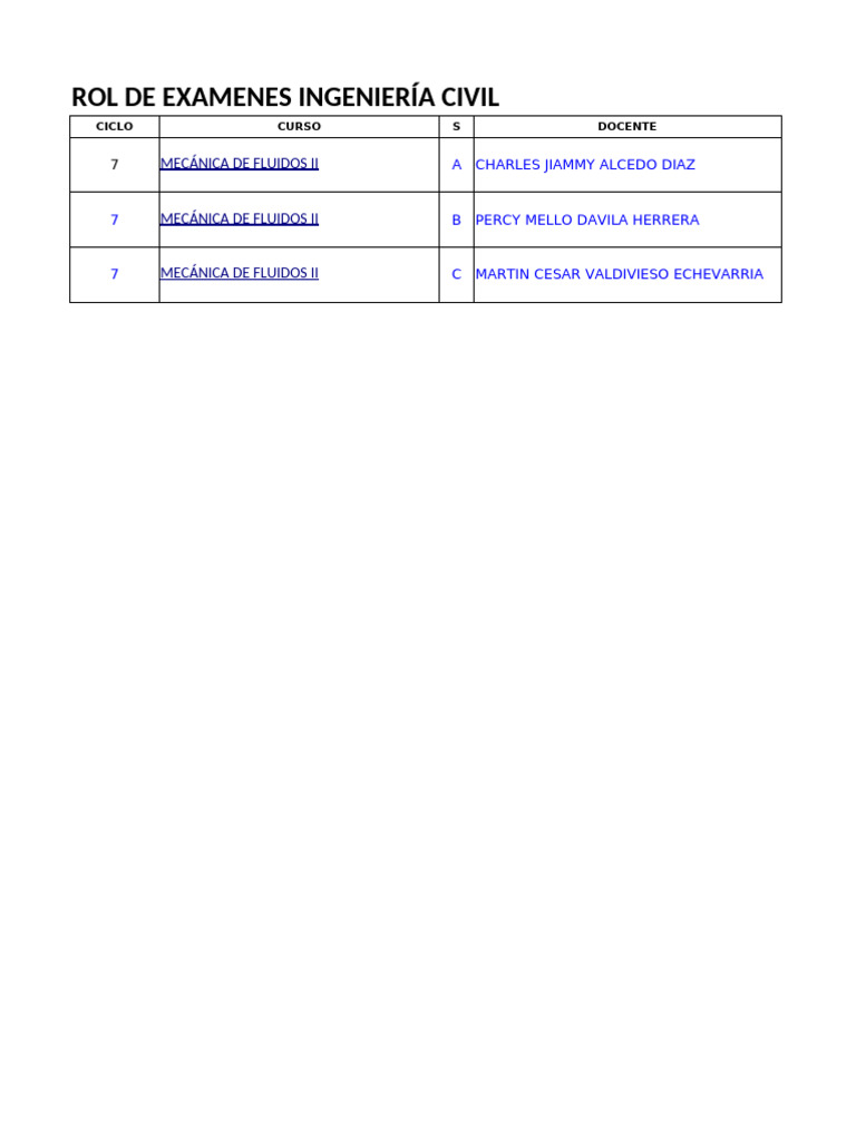 Rol de Exámenes Finales y Sustitutorio 2023-II (v1) | PDF | Ingeniería de Edificación ...