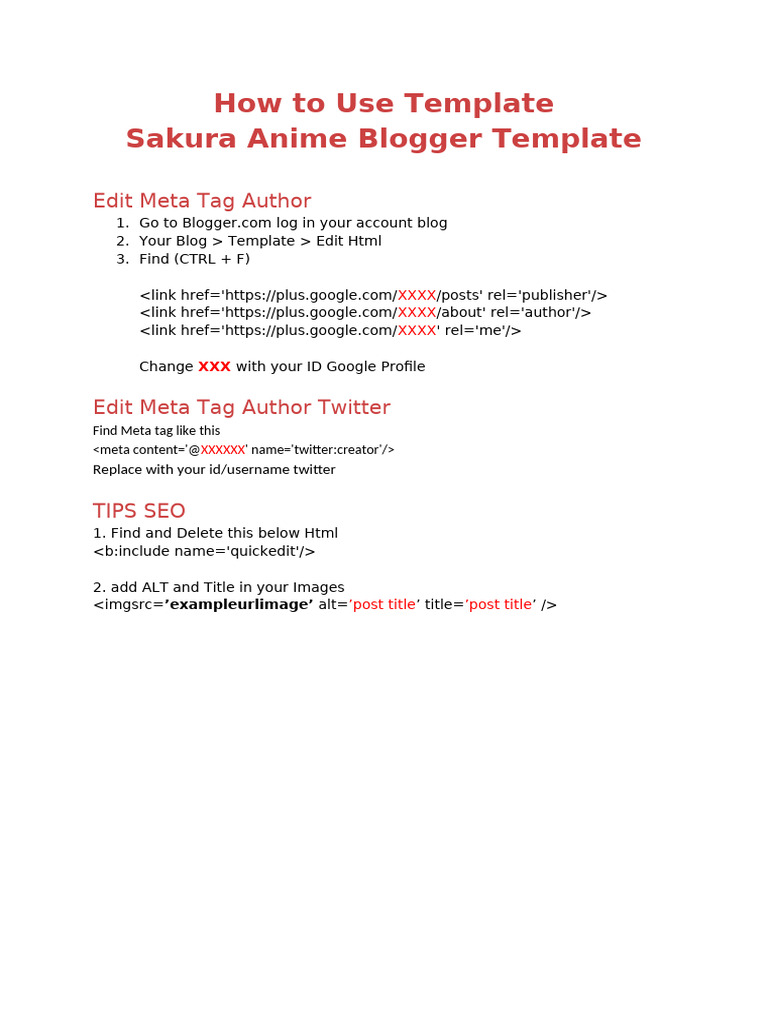 SEO Guide for Sakura Anime Blogger Template | PDF | Blog | Websites
