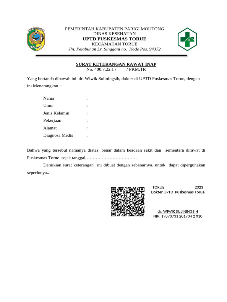 Contoh Surat Keterangan Rawat Inap | PDF