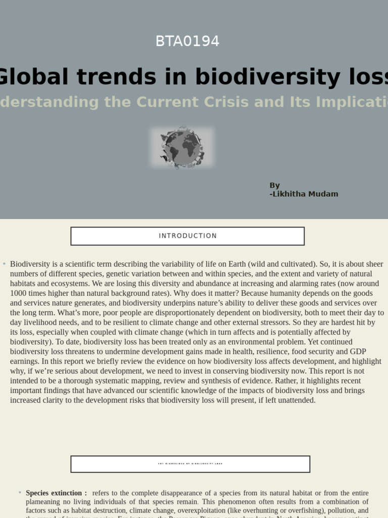 Global Trends in Biodiversity Loss | PDF | Habitat Destruction ...