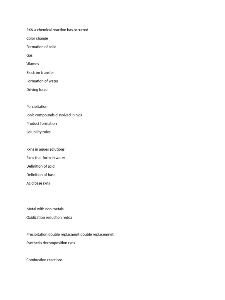 RXN a chemical reaction has occured | PDF | Precipitation (Chemistry) | Chemical Reactions