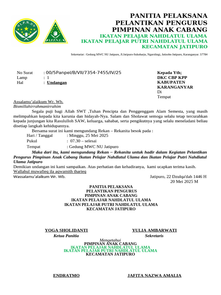 Undangan Banom, Demis | PDF