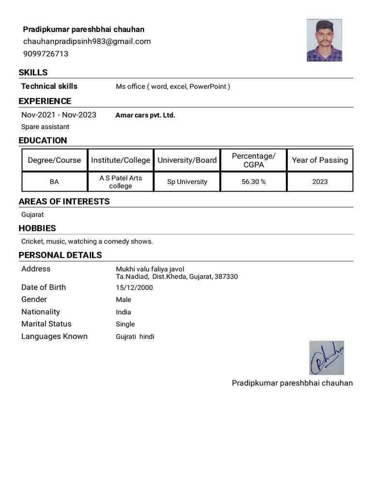 Resume - Pradipkumar Pareshbhai Chauhan - Format1 | PDF