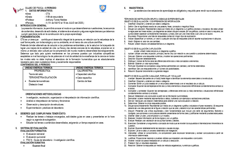 Sílabo de Física IVIB - II Período 2025 | PDF | Razonamiento deductivo ...