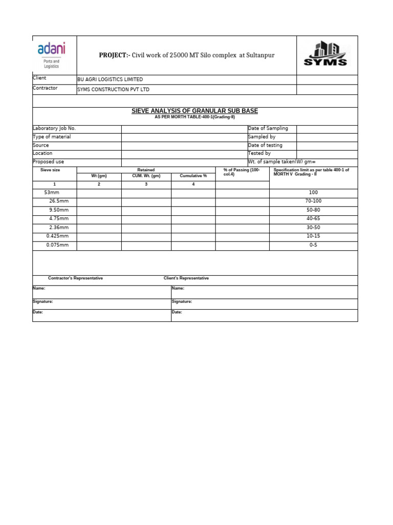 GSB Sieve Analysis Formate | PDF
