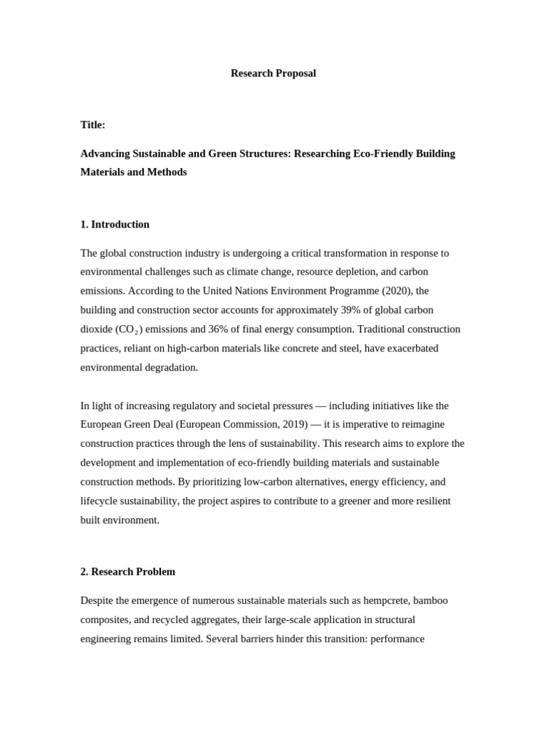 Research Proposal Sustainable Green Structures Final | PDF | Life Cycle ...
