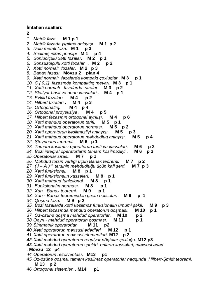 İmtahan Sualları | PDF