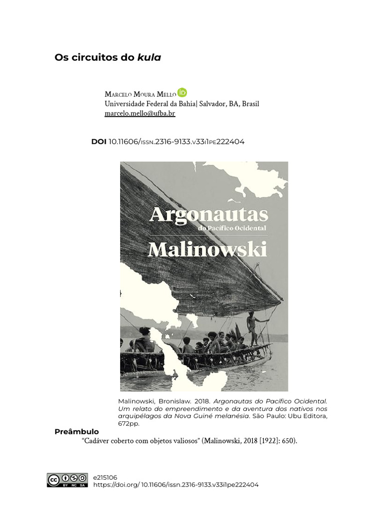 MELLO +Circuitos+Do+Kula | PDF | Etnografia | Antropologia