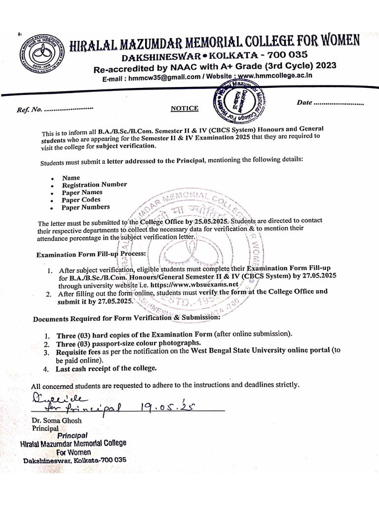 Notice Regarding sem-II & IV CBCS System Form Fill Up | PDF