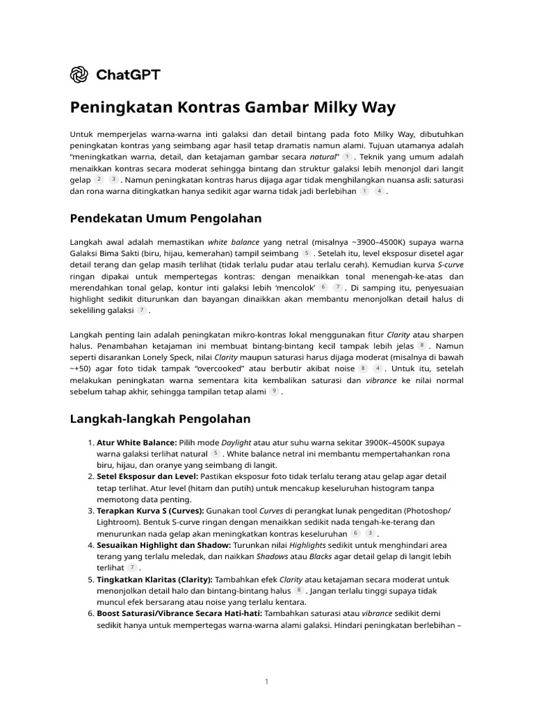 Peningkatan Kontras Gambar Milky Way | PDF
