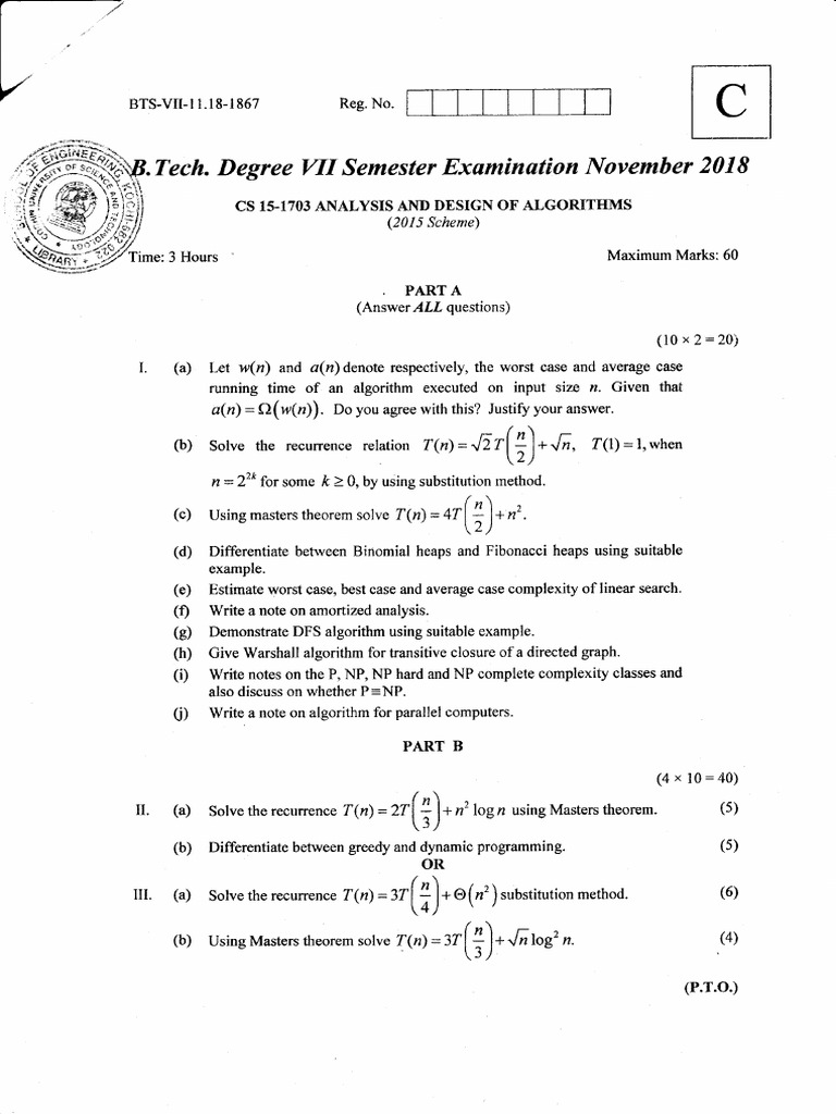 Analysis and Design of Algorithms 2018 Nov (2015 Ad) | PDF | Computational Complexity Theory ...