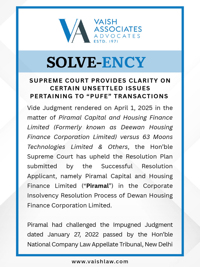 IBC Update - Supreme Court Clarifies Treatment of PUFE Recoveries in Resolution Plans | PDF ...