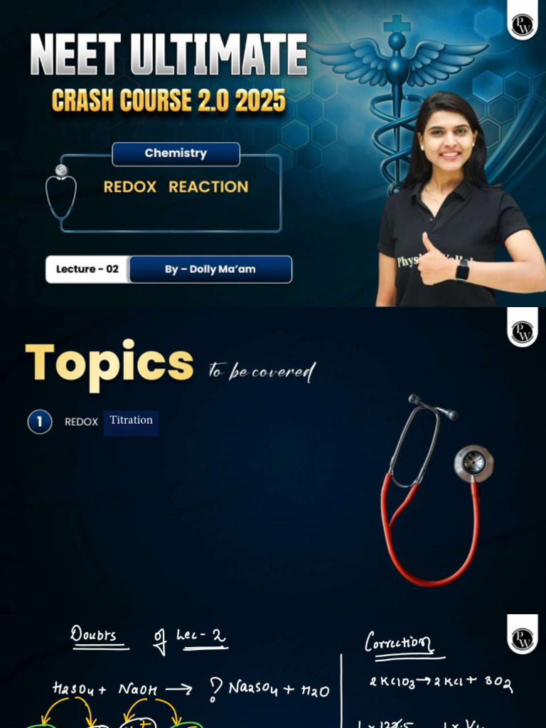 Redox Reaction 02 Class Notes NEET Ultimate Crash Course 2 0 2025 | PDF