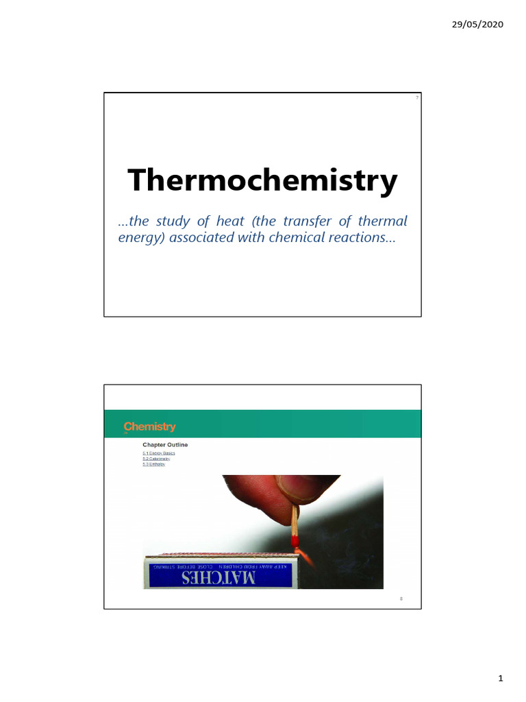 CHE102 - Thermochemistry Lecture Notes 2020 | PDF | Heat | Enthalpy