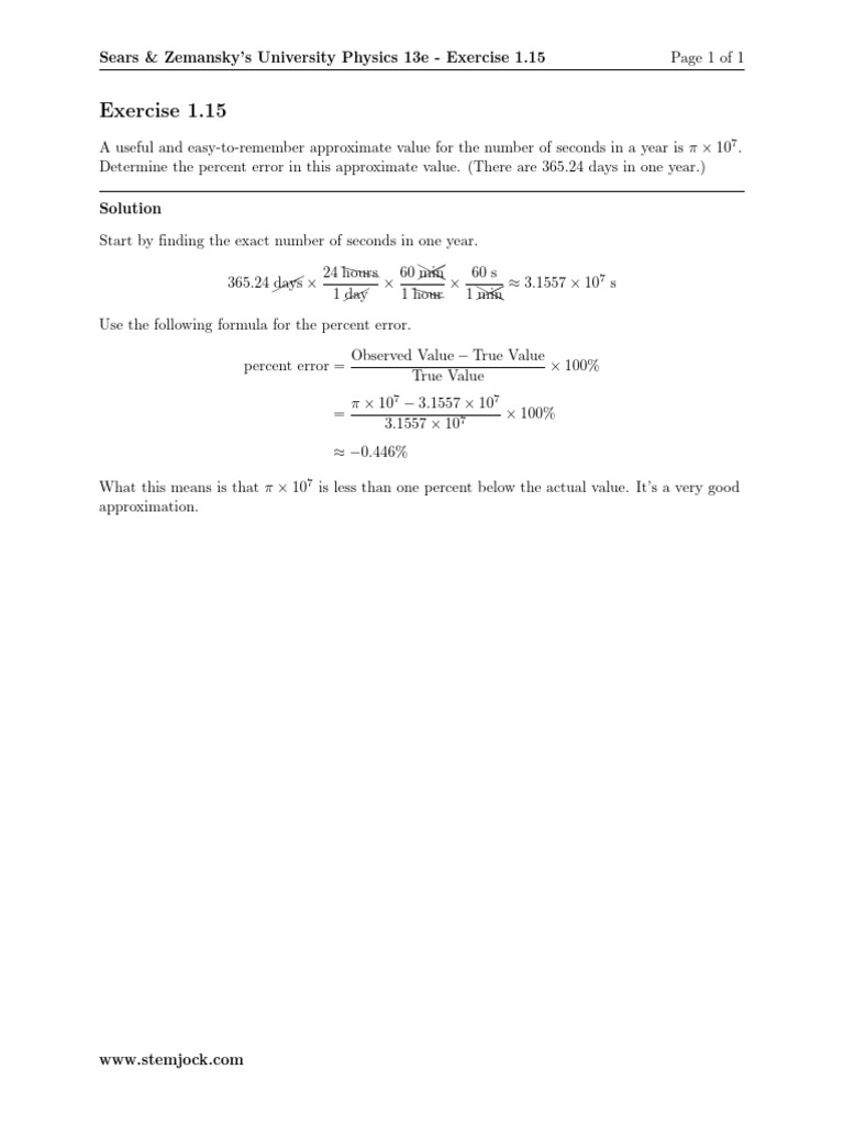 Sears & Zemansky’s University Physics 13e - Exercise 1.15 | PDF
